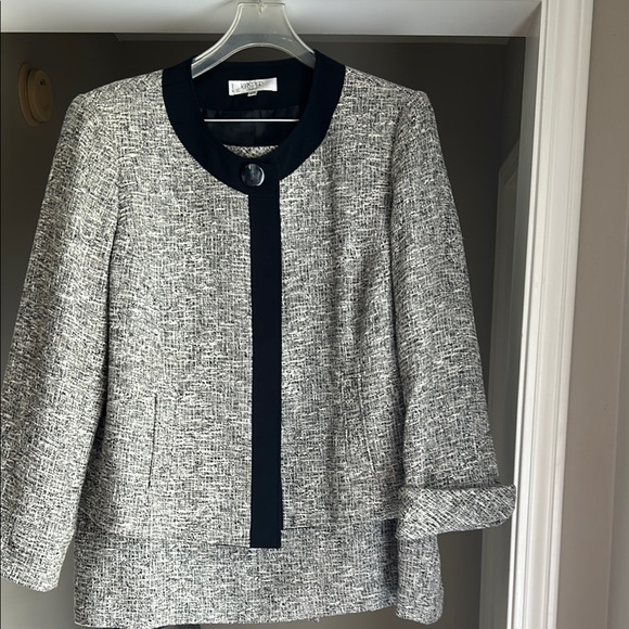 Kasper | Jackets & Coats | Kasper Gray Tweed Jacket Trimmed In Black ...
